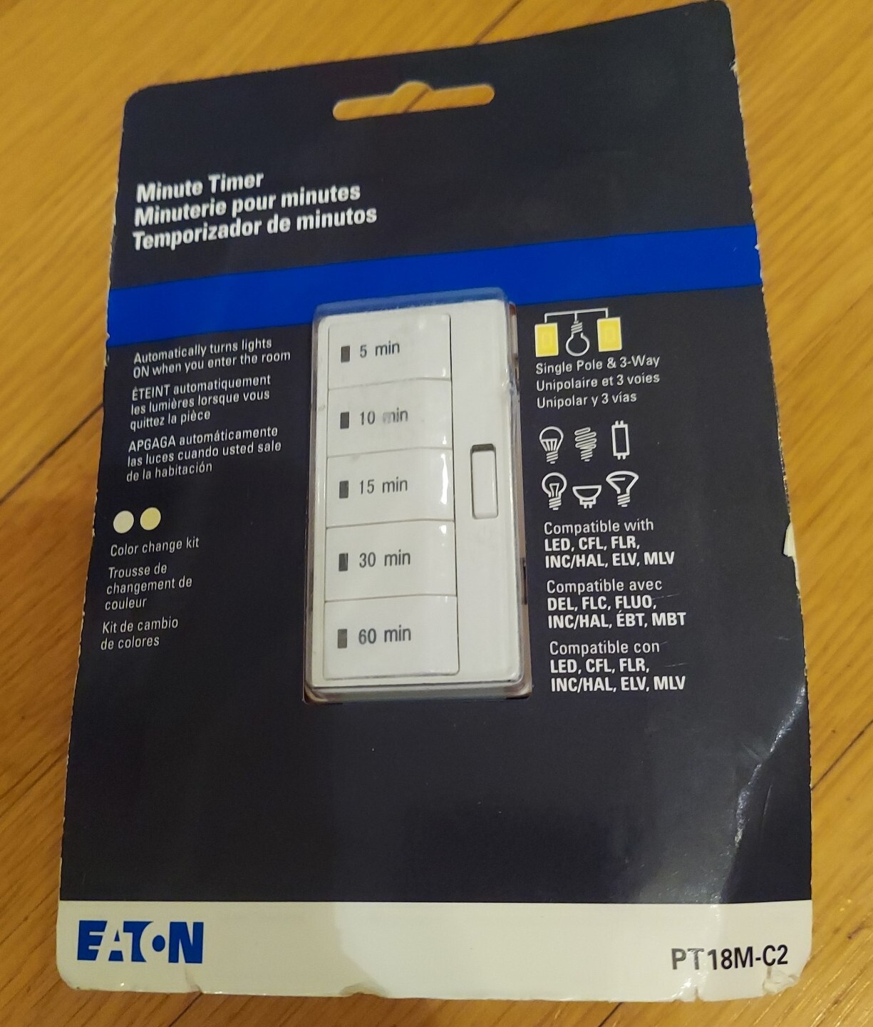 EATON Minute Timer PT18M-C2-KB-LW 15 Amp 120V In Wall 5-60 Minutes ...