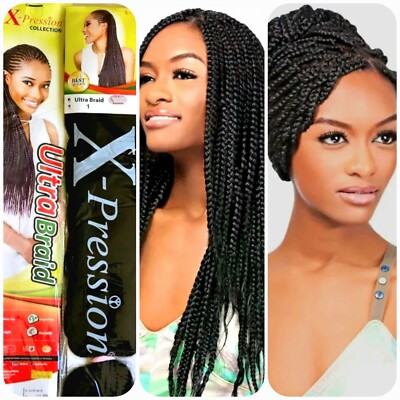 African X-pression Xpression 82" 100% Synthetic Braiding Hair Color 1 ...