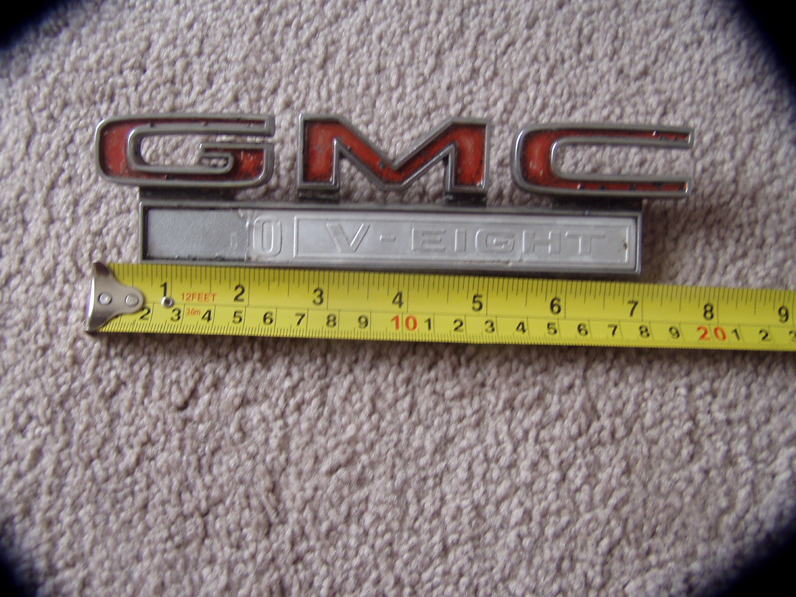 69 70 71 72 GMC 1500 V- EIGHT badge emblem 46067 48603 1969 1970 1971 ...