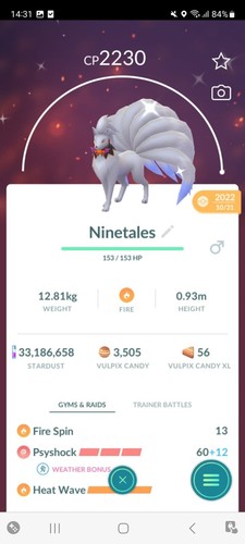 PVP BEAST!! LVL50 SHINY NINETALES SPOOKY + 2ND MOVE! - PKMN GO!!! - NO REGIST | eBay
