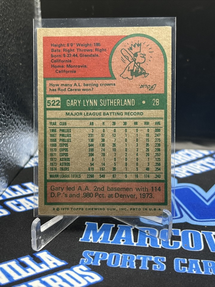 1975 Topps Baseball Gary Sutherland Card #522 Detroit Tigers EX+ | eBay