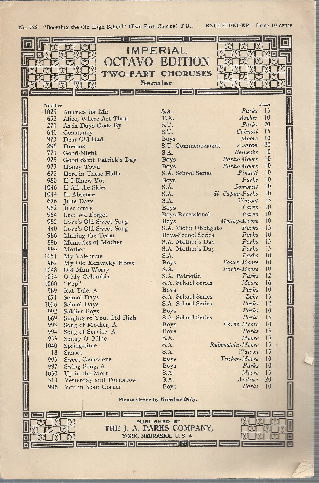 Imperial Octavo Editions Vintage Music Sheet Vintage | eBay