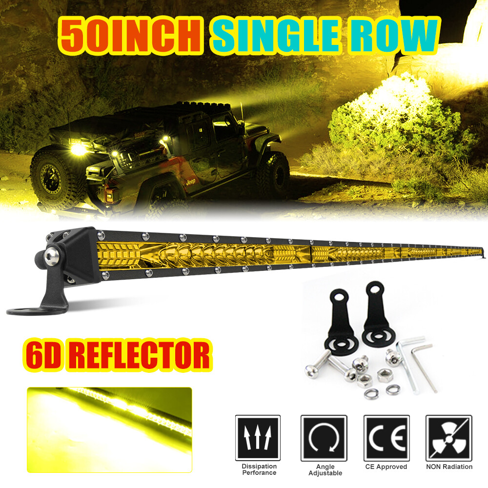 Single Row 50"inch Yellow LED Light Bar Combo Offroad Truck 4WD SUV ATV ...