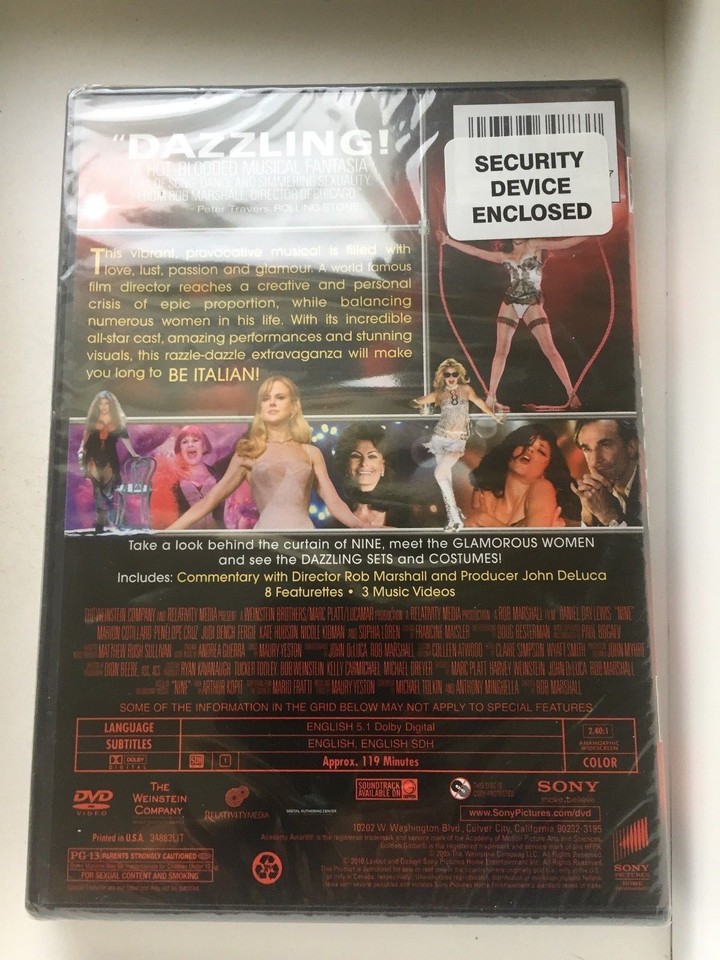 Nine 2009 musical romance movie, new DVD Daniel Day-Lewis, Nicole ...