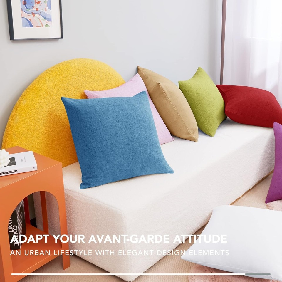 Deconovo Home Decorative Square Cushion Covers, Faux Linen Throw Pillow ...