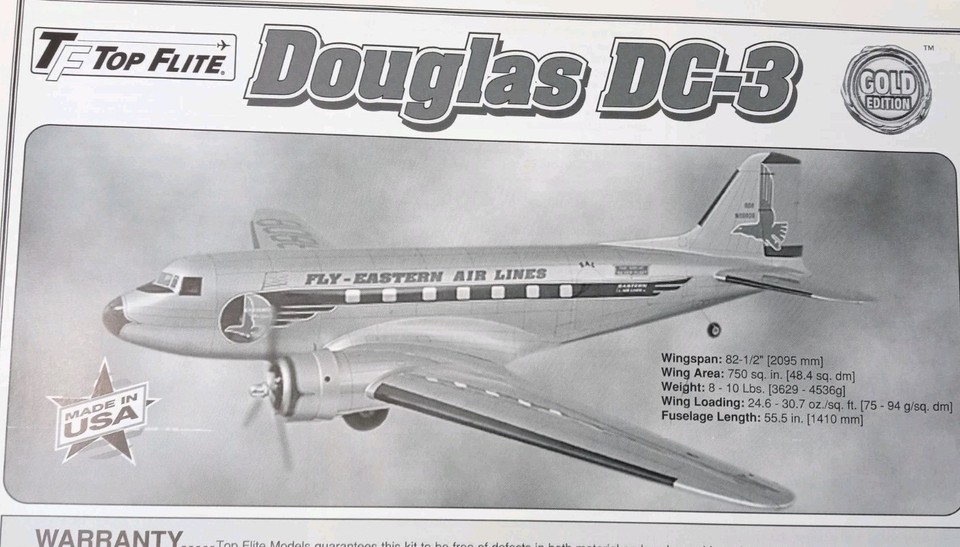 Top Flite Douglas DC-3 82.5" Wingspan Gold Ed RC Airplane Plans/Manual ...