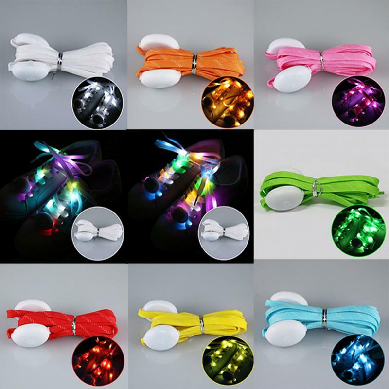 Fashionable LED Glowing Shoelaces RGB Night Light Up Flash Shoestring ...