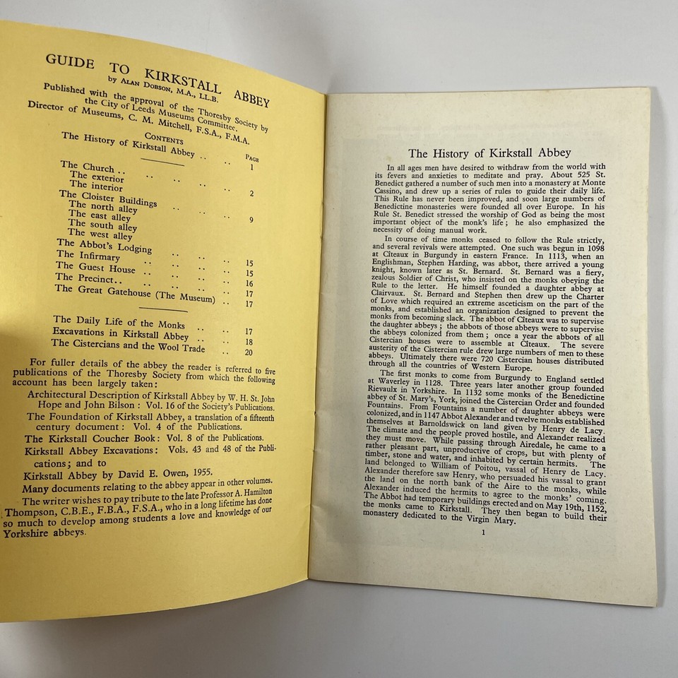 Guide to Kirkstall Abbey Leeds - Alan Dobson (Sixth Edition 1972 ...