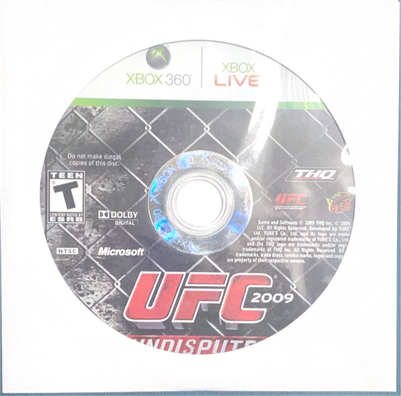 UFC 2009 Undisputed Xbox 360 THQ Yuke's Sports Disc Only 752919550489 ...