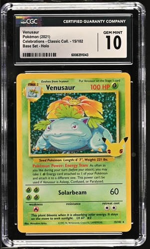 Venusaur 15/102 Celebrations: Classic Collection Holo CGC GEM MINT 10 ...
