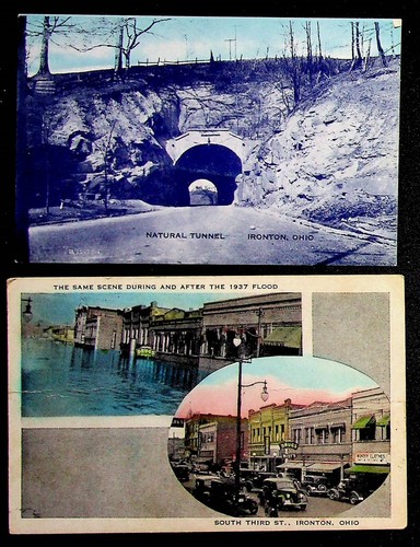 Ironton Ohio Lot Of 2 Postcards 1937 Flood South Third St & Natural ...