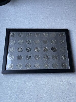 50p Display Frame / Case UK Coins- Wall hanging case for 35 Fifty Pence ...