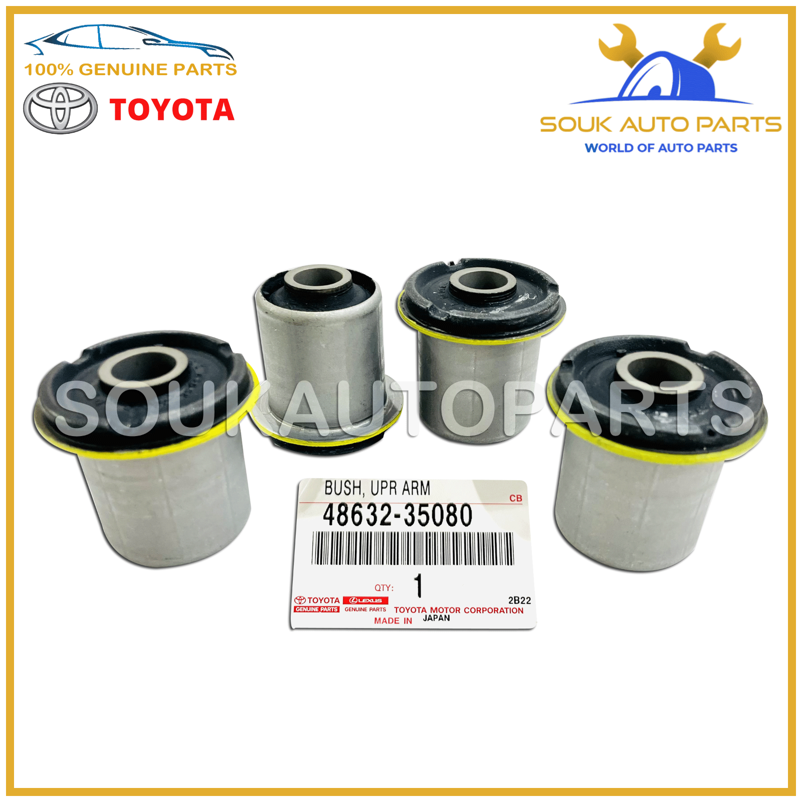 48632-35080 GENUINE TOYOTA BUSH, FR SUSPENSION UPPER ARM, RH/LH (4 Pcs ...