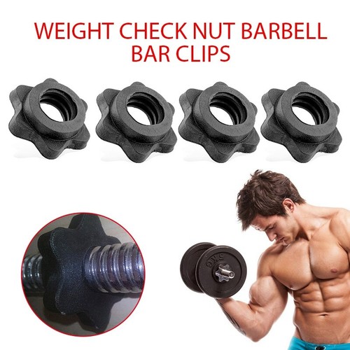 4PC Weight Check Nut Barbell Bar Clips Spin Lock Screw Dumbbell ...