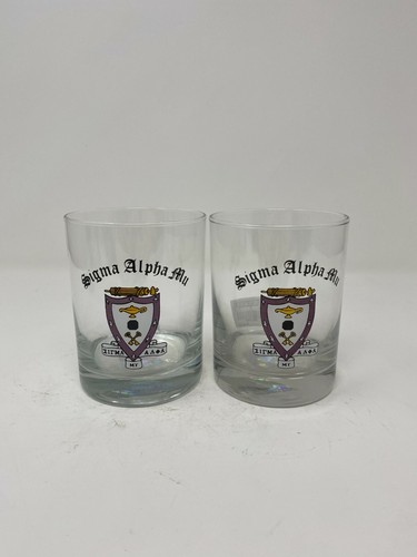 Set of 2 Sigma Alpha Mu 12 oz Crest Rocks Glasses NEW, LICENSED | eBay