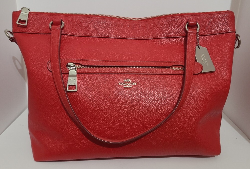 COACH Tyler Tote True Red Pebbled Leather Shoulder Ba… - Gem