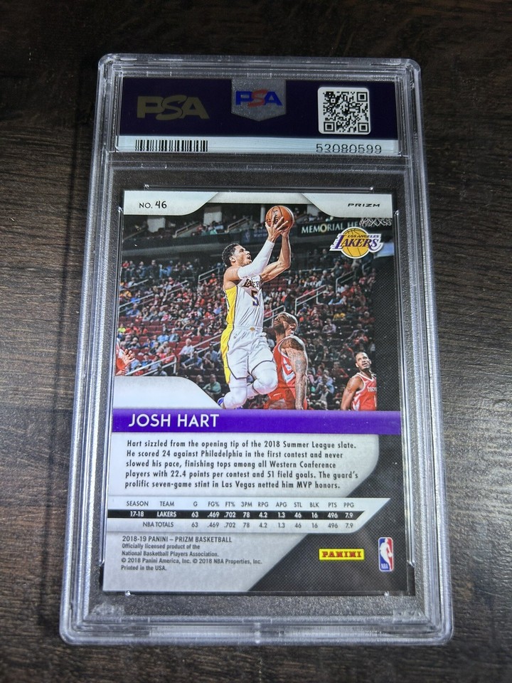 😳2018 JOSH HART PANINI SILVER PRIZM RC”PSA 10 GEM MT”Lakers/KNICKS ...