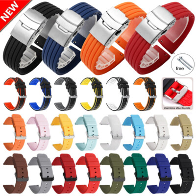 Silicone Rubber Watch Band Quick Release Replacement Strap 14 16 18 20 ...