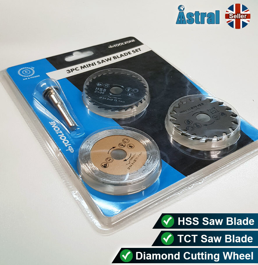 3pc Mini Circular Saw Blades/ Disc Set Dremel Type Rotary Multi Tool ...