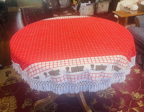 Weber Round Terry Table Cloth 48” Grill BBQ Picnic Cookout Summertime ...