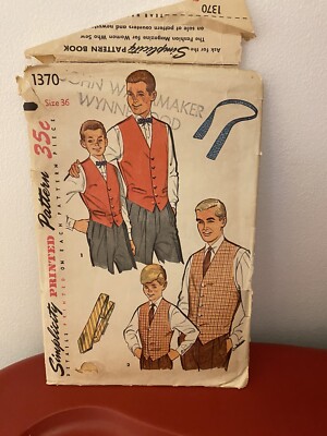 Vintage Men’s Tie And Vest Simplicity Pattern 1370 Size 36/M | eBay