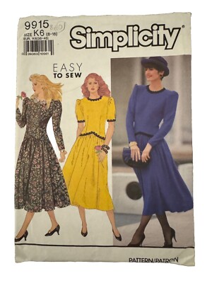 9915 Simplicity Sewing Pattern Misses 1990s Pleated DRESS Size 4 6 8 10 ...