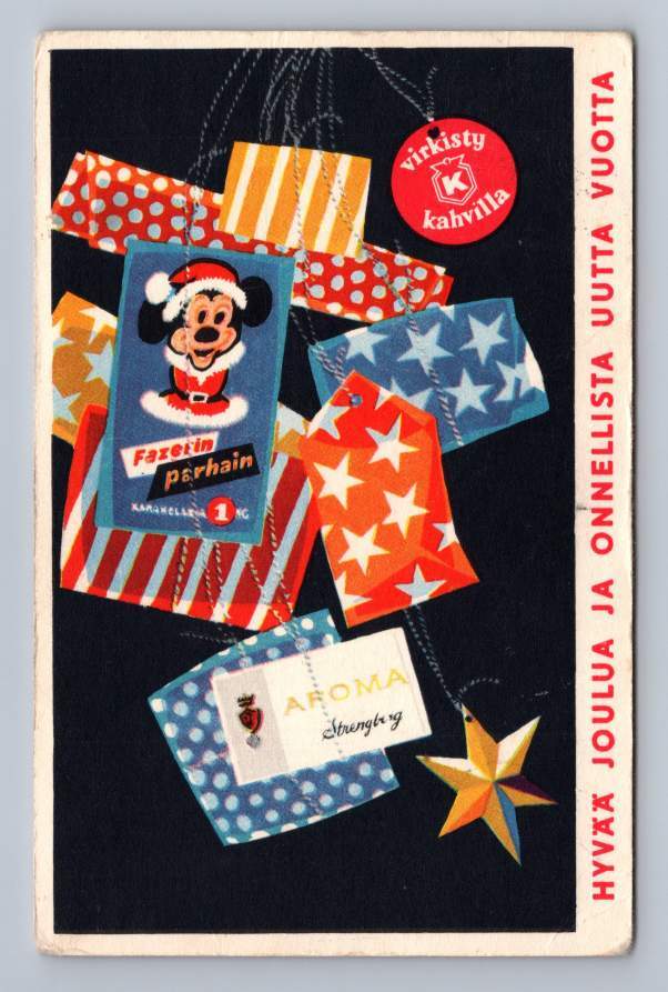 Finnish Coffee Advertising Christmas w Mickey Mouse Vintage Finland ...