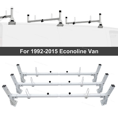 Fits Ford Econoline Van 3 bar 1992-2015 Ladder Roof Racks Steel White ...