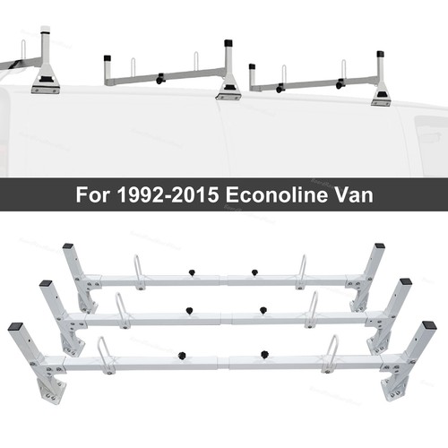 Fits Ford Econoline Van 3 bar 1992-2015 Ladder Roof Racks Steel White ...