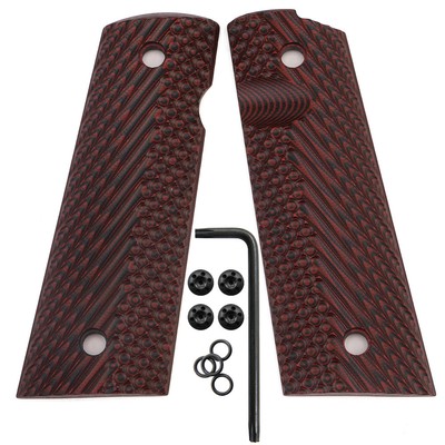 1911 G10 Grips Full Size Magwell Ambi Safety Mag Release Red/Cherry H1M ...