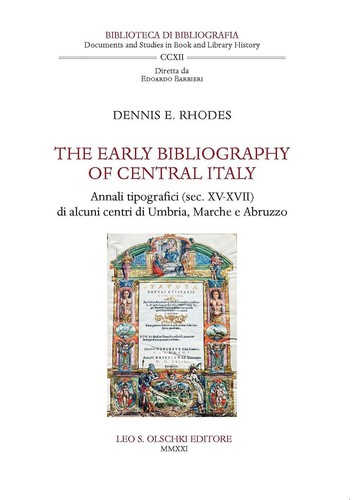 Libri Rhodes Dennis E. - The Early Bibliography Of Central Italy ...