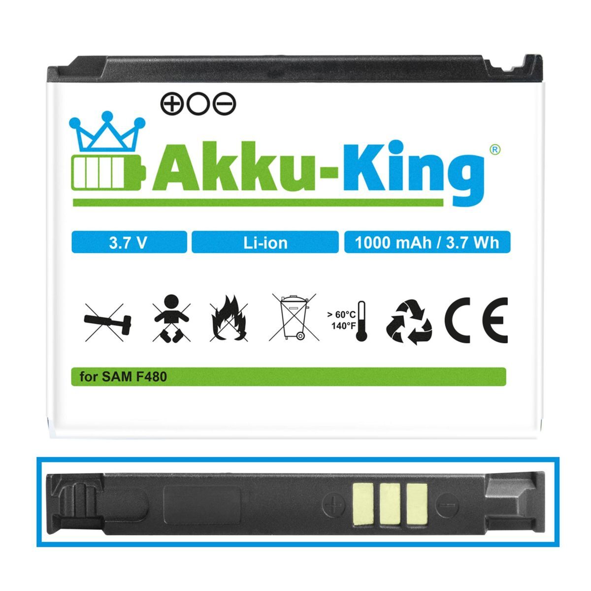 Akku-King Akku für Samsung SGH-F480 F480i F480v F488 F488E A767 BP-121 ...