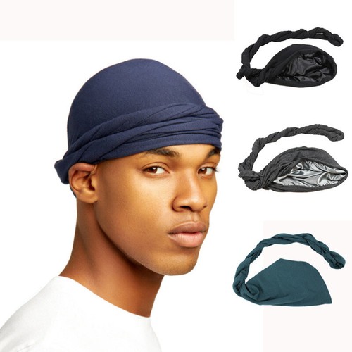 Turban Durag for Men Unisex Satin Silk Lined Elastic Turban Head Wrap ...