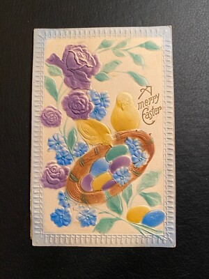 Postmark 1908 Embossed Vintage Easter Postcard 1c stamp Ephemera - 2 ...