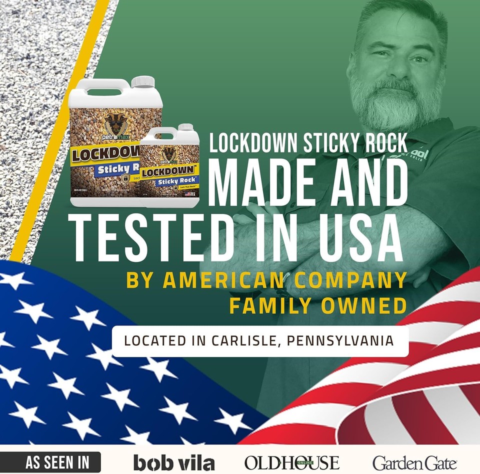 Lockdown Sticky Rock Glue for Landscaping 1 Gallon Gravel Glue for ...