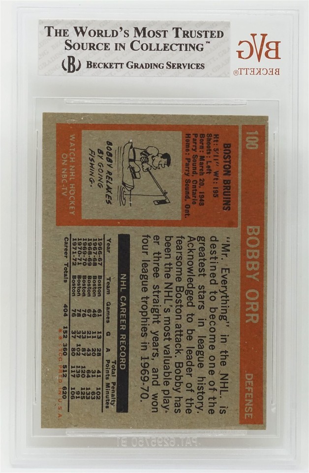 1972-73 Topps Bobby Orr #100 Beckett BVG 8 NM-MT | eBay
