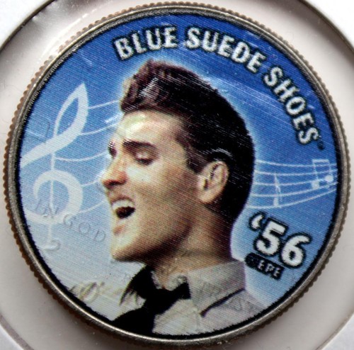 JFK KENNEDY HALF DOLLAR ELVIS PRESLEY - BLUE SUEDE SHOES 1956 COLORIZED ...