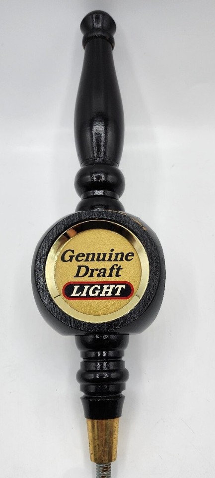 Genuine Draft Light Beer Tap Handle 12" Tall Black Three Sided Vintage ...