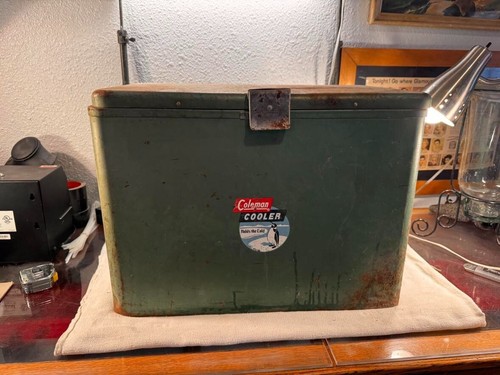 Vintage Coleman Galvanized Metal Cooler (Green) Hold The Cold Model 632 ...