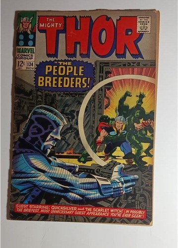 MIGHTY THOR #134 NOV 1966 MARVEL COMICS FIRST APP HIGH EVOLUTIONARY VG ...