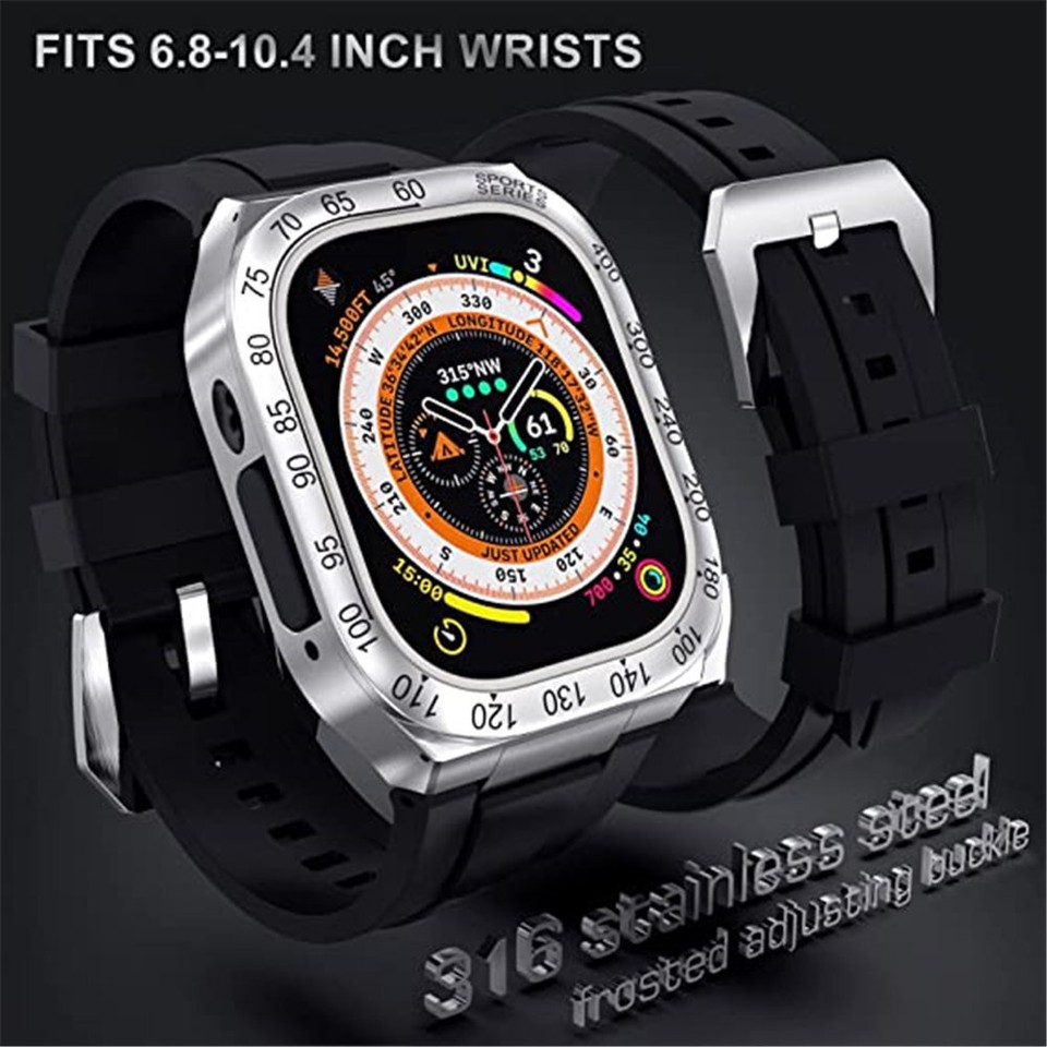 for Apple Watch Ultra 49mm 316L Stainless Steel Mod Kit Set Cas Band ...