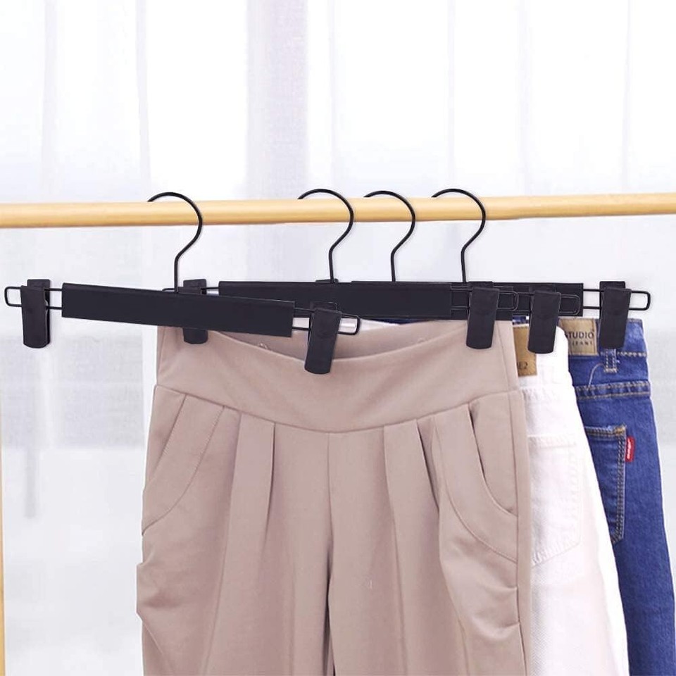 10-60 Pack Adjustable Clip Clothes Pants Hanger Trousers Skirt Dress ...