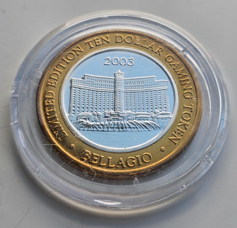 2003 Bellagio Limited Edition Ten Dollar Gaming Token .999 Fine Silver ...