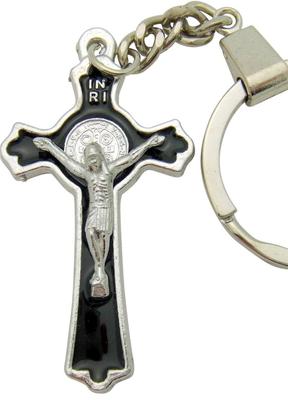 MRT St Benedict Crucifix Metal Cross Car Key Chain Large Exorcism Saint ...