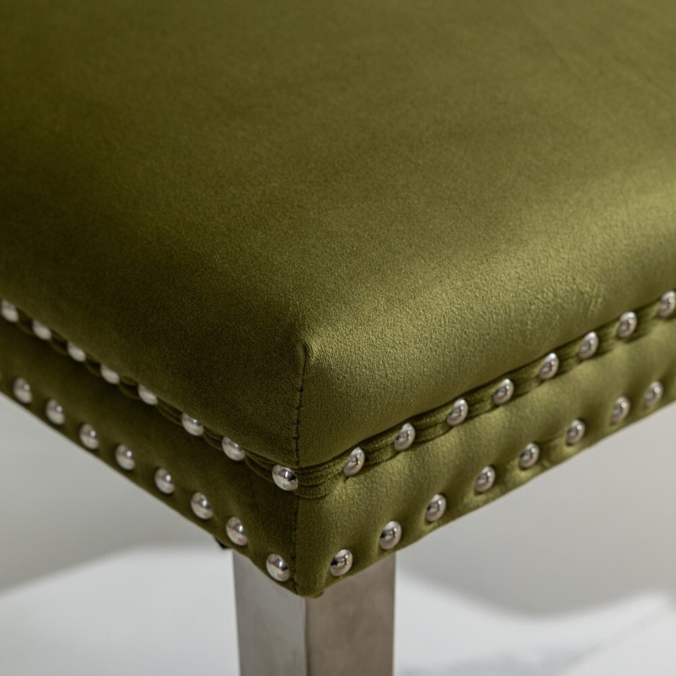 2pcs Tufted Velvet Upholstered Dining Chair w/Chrome Stainless Steel ...