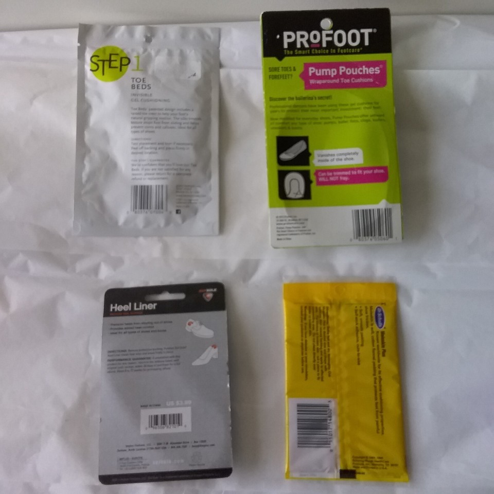 Foot Care Shoe Accessories 4 Piece Lot Cushions Heel Liners Toe Beds ...