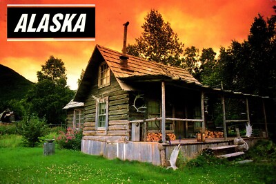 Sunset Rustic Alaskan Cabin Alaska Postcard | eBay
