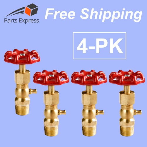 [4-PK] 1/2" BOILER TRICOCK VALVE (250 PSI) SHORT-SHANK, WATER COLUMN ...