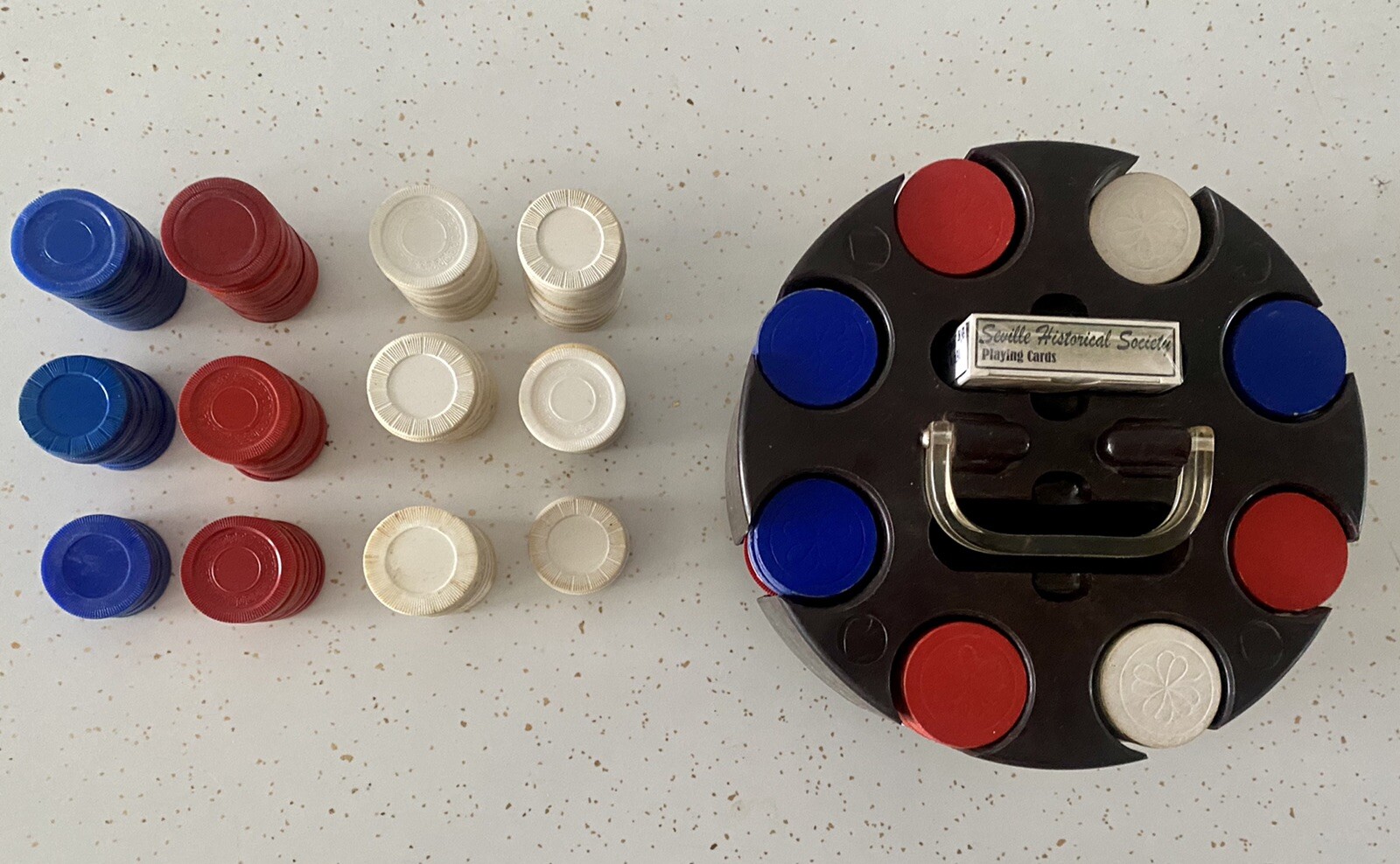 Vtg Poker Chip Set Spinning Carousel Caddy Extra Chips NOS Deck of ...
