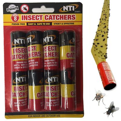 Rolls Fly Insect Catcher Paper Sticky Glue Bug Trap Killer Strong Tape ...